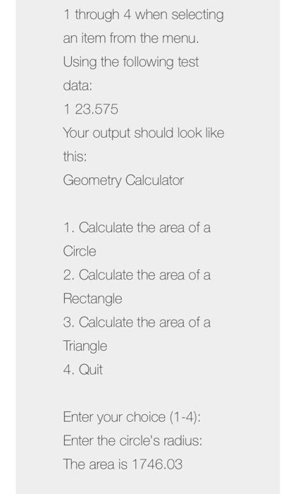 solved geometry calculator write a program that displays the
