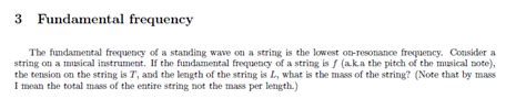 Solved 3 Fundamental Frequency The Fundamental Frequency Of