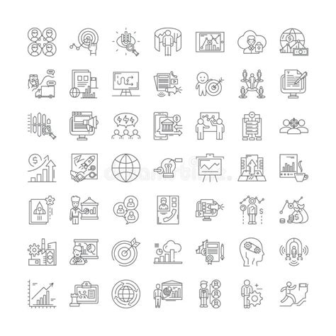 Hitech Business Linear Icons Signs Symbols Vector Line Illustration Set 向量例证 插画 包括有 媒体 连接数