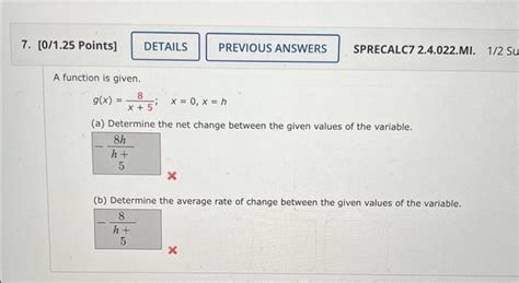 Solved A Function Is Given G X X X X H A Determine Chegg Com