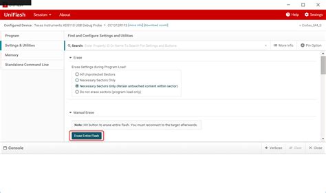 CCS UNIFLASH Please Add Forced Mass Erase For Cc13x2 Code Composer Studio Forum Code