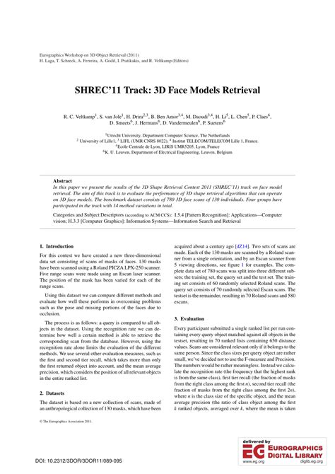 Pdf Shrec 11 Track 3d Face Models Retrieval