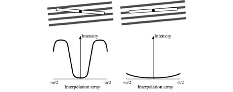 Intensity Distributions Along Two Interpolation Arrays With Different