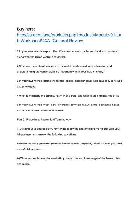 Module 01 Lab Worksheet General Review