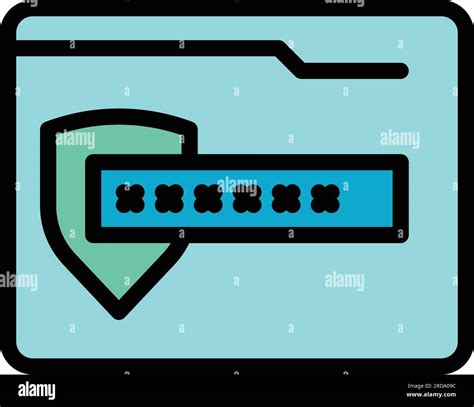 Folder Password Icon Outline Vector Confidential File Padlock Data Color Flat Stock Vector