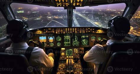 Ai Generated Pilots And Airplane Instruments Are Inside Cockpit