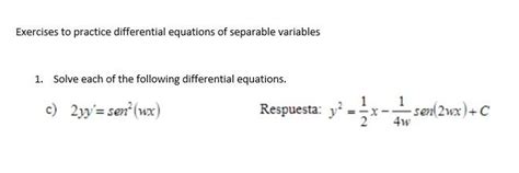 Solved Exercises To Practice Differential Equations Of