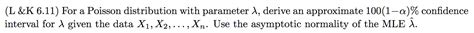 Solved For A Poisson Distribution With Parameter Lambda
