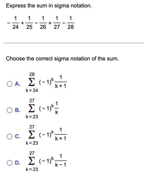 Solved Express The Sum In Sigma Notation Chegg Com