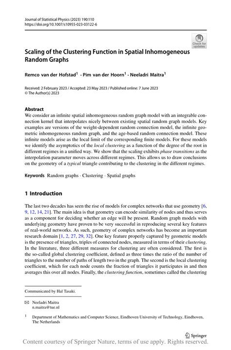 pdf scaling of the clustering function in spatial inhomogeneous