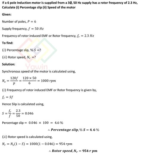 If A 6 Pole Induction Motor Is Supplied From A 3∅ 50 Hz Supply Has A Rotor Frequency Of 2 3 Hz