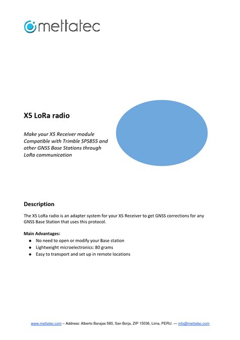 X5 Lora Radio User Manual Mettatec Technical Specifications