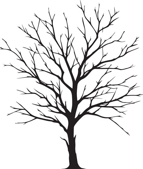 Minimal Naked Tree Silhouette Vector Silhouette Black Color Silhouette White Background 4