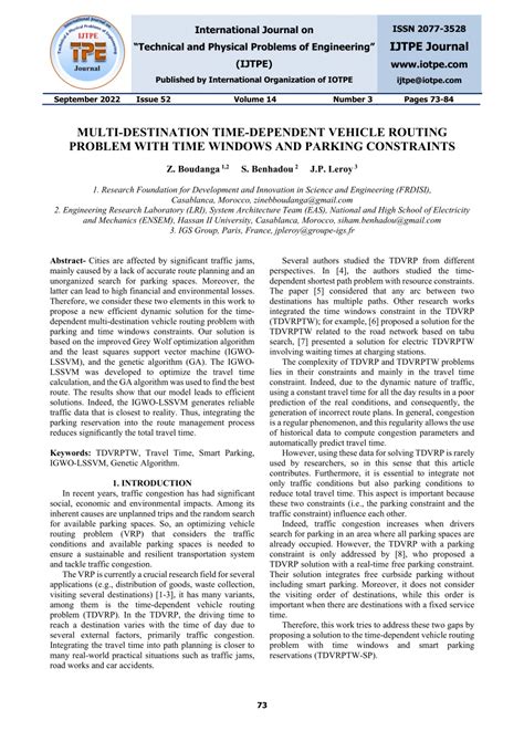 Pdf Multi Destination Time Dependent Vehicle Routing Problem With