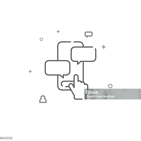 스마트폰 채팅과 손 간단한 벡터 라인 아이콘 기호 픽토그램 기호는 흰색 배경에 분리되어 있습니다 편집 가능한 획 가볍게 두드리기에 대한 스톡 벡터 아트 및 기타 이미지