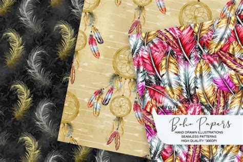 Boho Patterns Feathers Papers Graphic By Collartstudio · Creative Fabrica Boho Patterns Feathers Papers Graphic By Collartstudio · Creative Fabrica