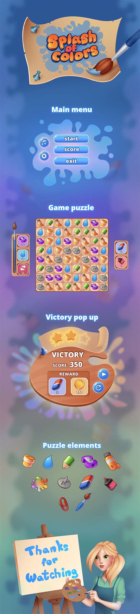 Match 3 UI Game Art For Puzzle Mobile Game On Behance