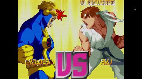 [arcade] X Men V S Street Fighter Ryuandcyclops [full Playthrough] Youtube