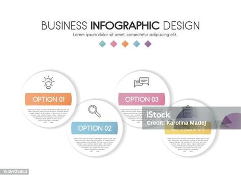 다채로운 타임 라인 비즈니스 아이콘과 4 옵션이있는 인포 그래픽 벡터 0명에 대한 스톡 벡터 아트 및 기타 이미지 0명 3
