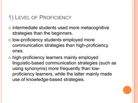 Factors Affecting Second Language Strategy Use Ppt
