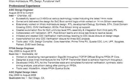 Vlsi Design Engineer Resume Asic Design Engineer Resume Sample Engineering Resumes Williamson