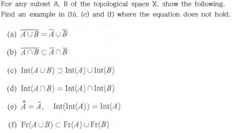 solved for any subset a ﻿b of the topological space x