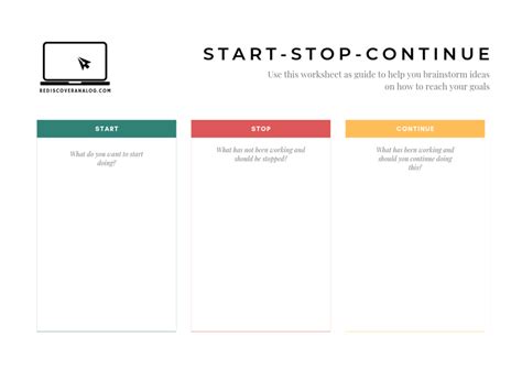 Start Stop Continue Worksheet