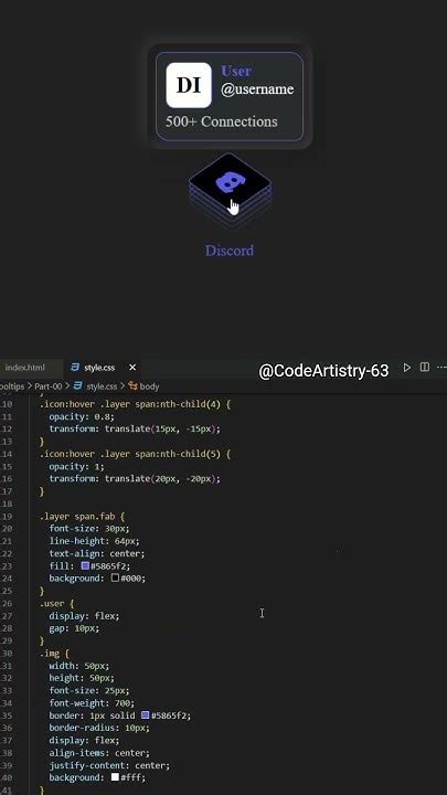 🔥 Sleek Discord Tooltip Ui Using Just Html And Css Shorts Codeartistry