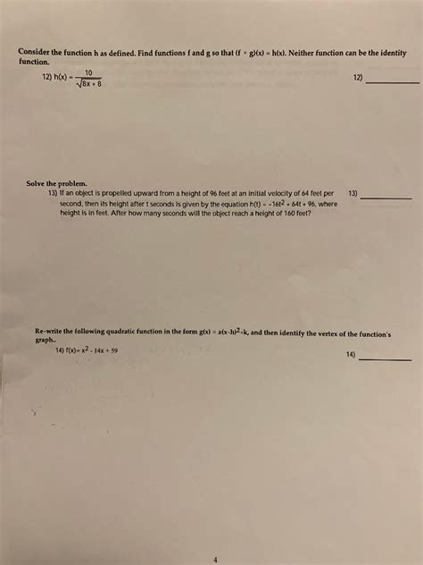 Solved Consider The Function H As Defined Find Functions F