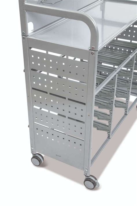 Gratnells Makerspace Cart With 3 Deep F2 And 12 Shallow F1 Silver Trays 12 Mini Bins