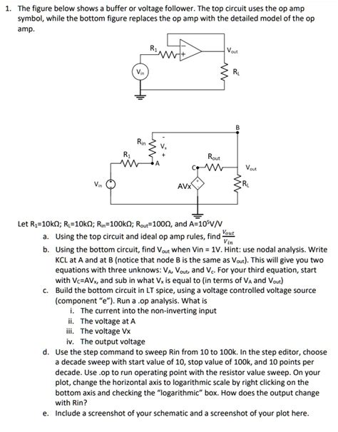1 The Figure Below Shows A Buffer Or Voltage Follower The Top Circuit