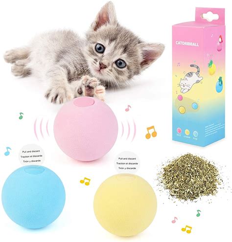 cat toy ball interactive cat toys for indoor cats refillable catnip
