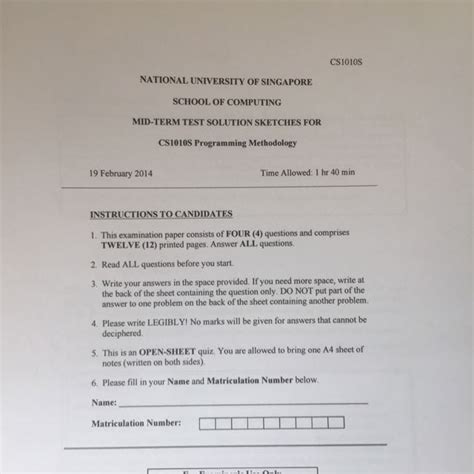 Cs1010s Python Exam Papers Hobbies And Toys Books And Magazines Textbooks On Carousell