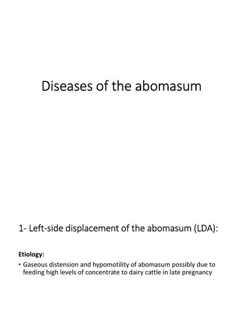 Diseases Of The Abomasum Pdf Rectum Abdomen