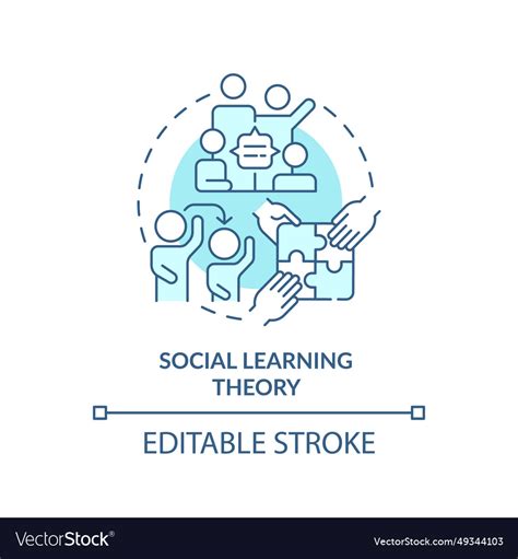 Thin Line Blue Icon Social Learning Theory Concept