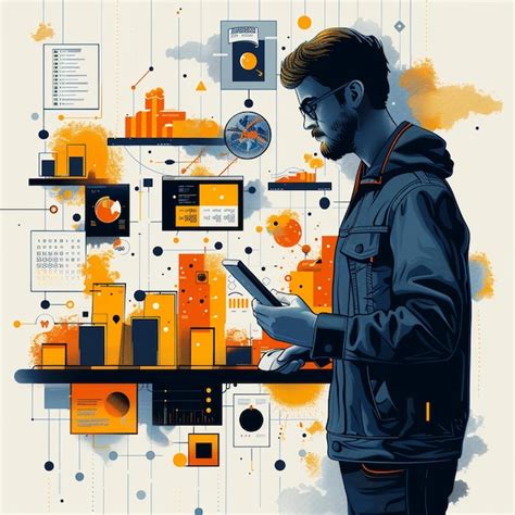 Data Analyst Ai Researcher In A Modern Tech Flat Design Premium Ai Generated Image