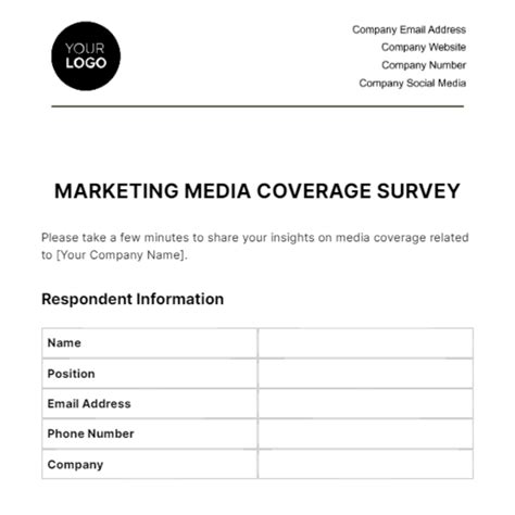 Marketing Media Coverage Survey Template Edit Online And Download