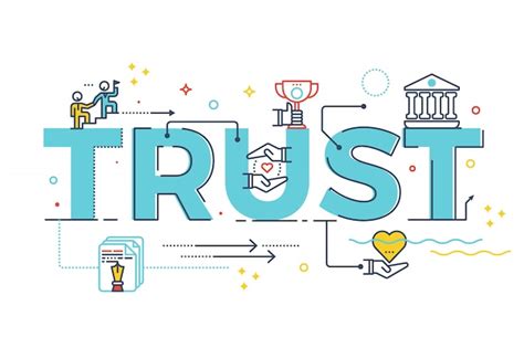 신뢰 단어 글자 인쇄 술 디자인 일러스트 레이 션 프리미엄 벡터