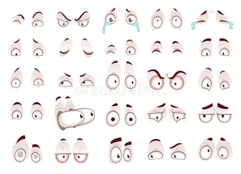Cartoon Eyes Comic Eye Staring Gaze Watch Funny Face Parts Vector