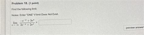 Solved Problem Point Find The Following Limit Notes Chegg Com