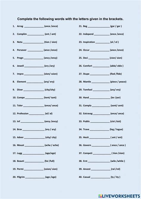 Forming Adjectives Suffix Ous Worksheet Live Worksheets 47 Off