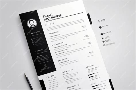 Modelo De Currículo Elegante Exemplo De Currículo Em Preto E Branco Vector De Design Minimalista