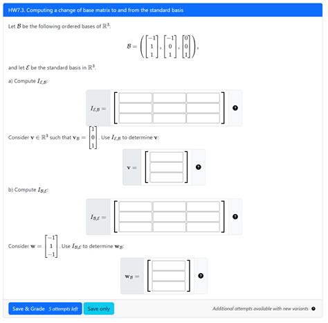 Solved HW Computing A Change Of Base Matrix To And Chegg