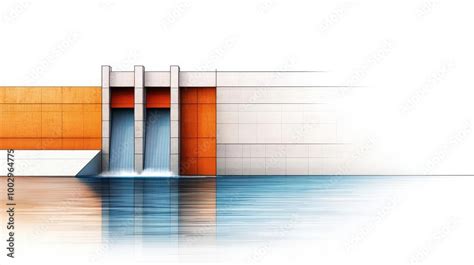 Technical Drawing Of A Dam For Hydroelectric Power Generation
