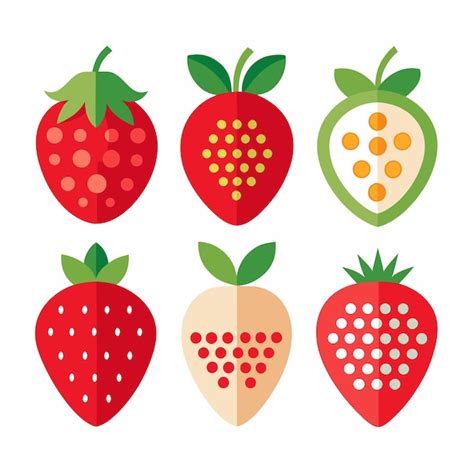 Premium Vector Set Of Six Strawberry Icons In Different Styles