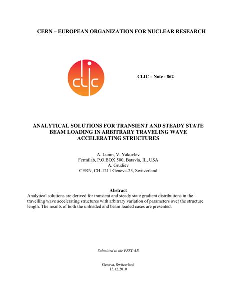 Pdf Analytical Solutions For Transient And Steady State Beam Loading In Arbitrary Traveling
