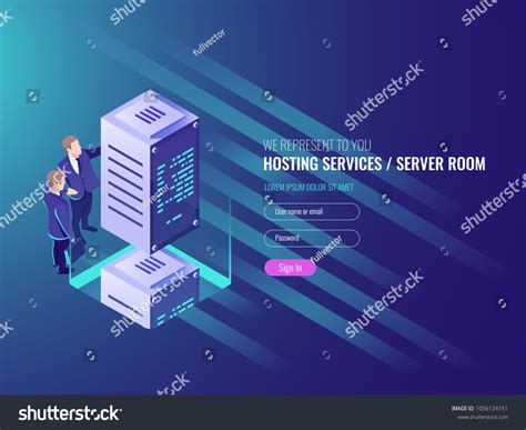 Hosting Services Concept Cryptocurrency And Blockchain Isometric Composition Data Center Big