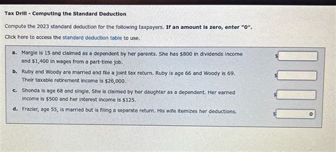 Solved Tax Drill ﻿computing The Standard Deductioncompute