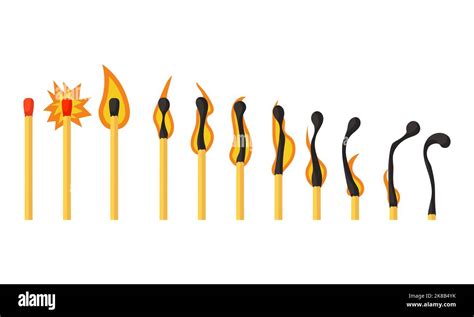 Burning Match Animation And Flame Ignite Wooden Stick Matchstick Fire Sequence Isolated Icon