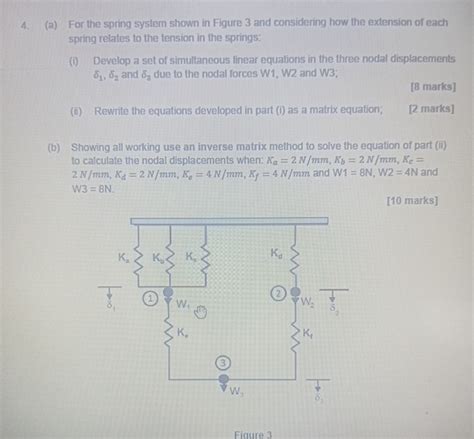 Solved A ﻿for The Spring System Shown In Figure 3 ﻿and